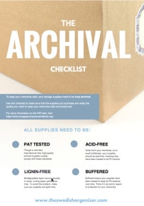 archival-checklist - Organizing Photos
