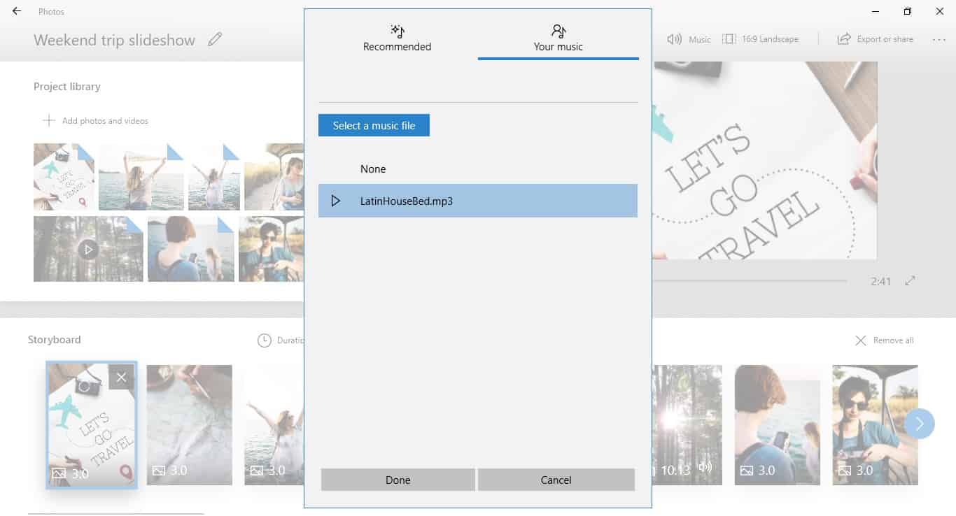 How to Create a Photo & Video Slideshow with Microsoft Photos 19-music ...