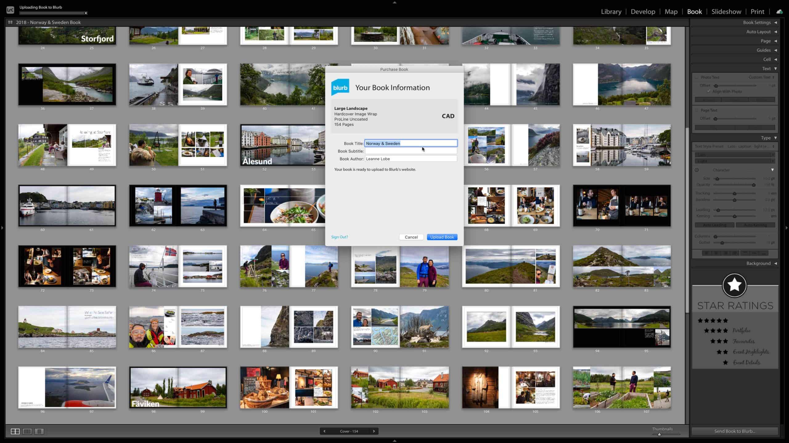 LR Book Module - Print Dialogue Box - Organizing Photos